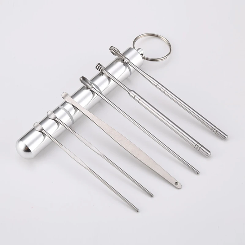 6 in 1 Pocket Ear Spoon Toothpicks Keychain With Portable Aluminium ...