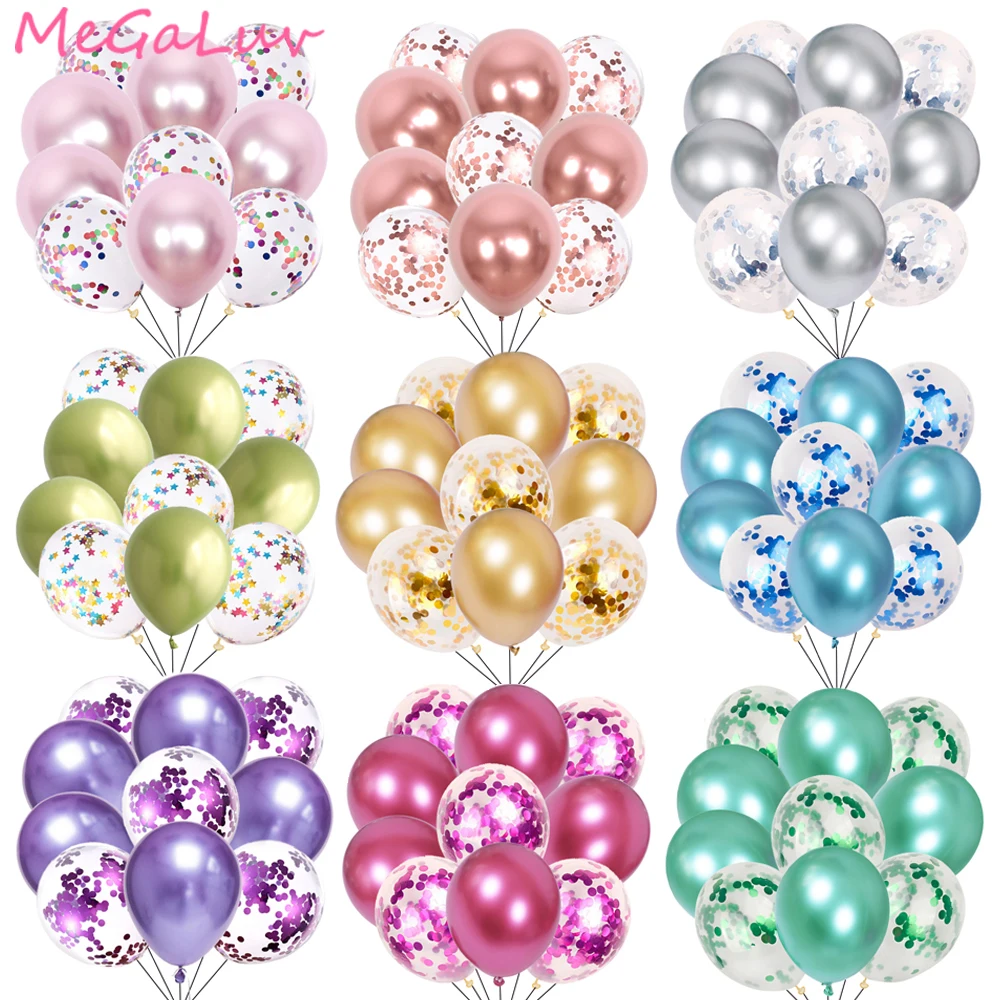 10pcs 12inch Chrome Metallic Balloon Happy Birthday Party Decor Wedding ...