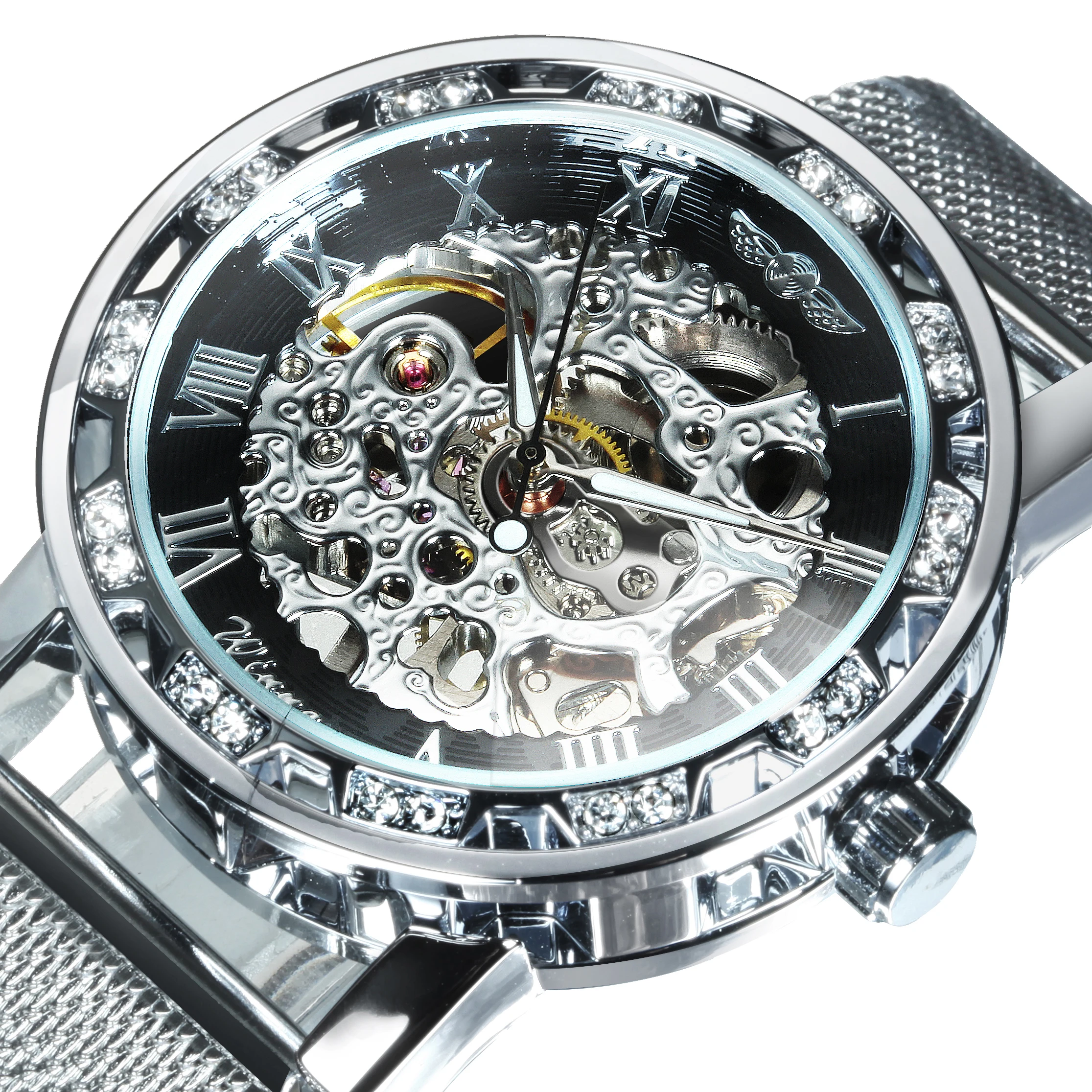 Mechanical Watch Men Skeleton Mens Watches Top Brand Luxury 2021 Silver ...