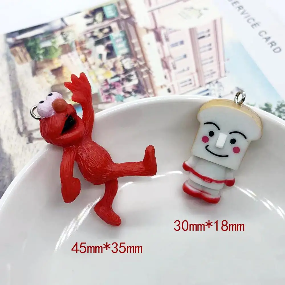 3d Kawaii Cabochon Sesame Street Resin Cartoon Charms Pendants For Diy ...