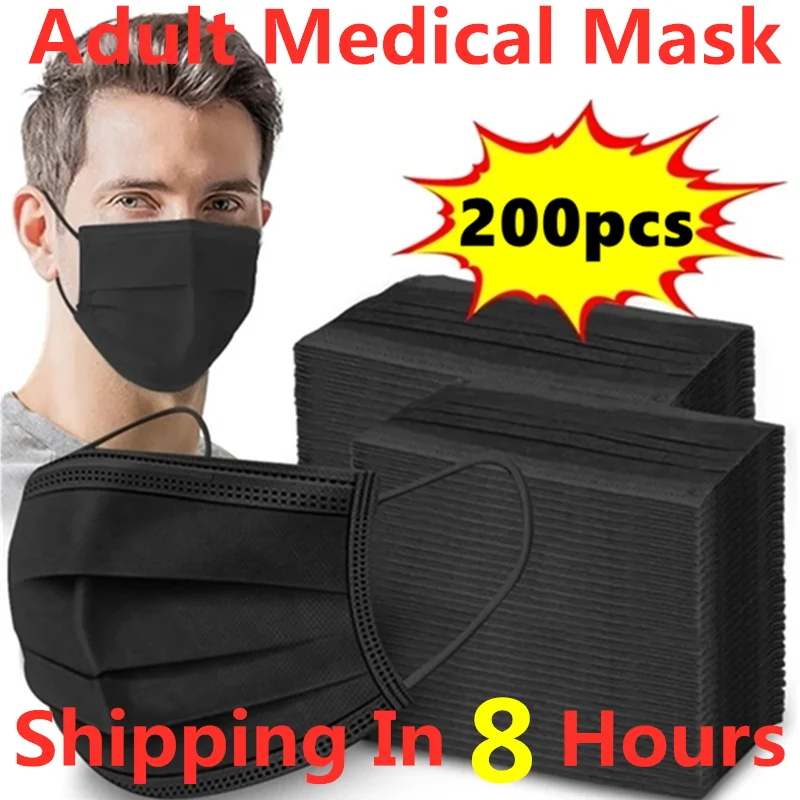 200pcs Disposable Surgical Mask 3 Layer Filter Non Woven Mouth Face ...