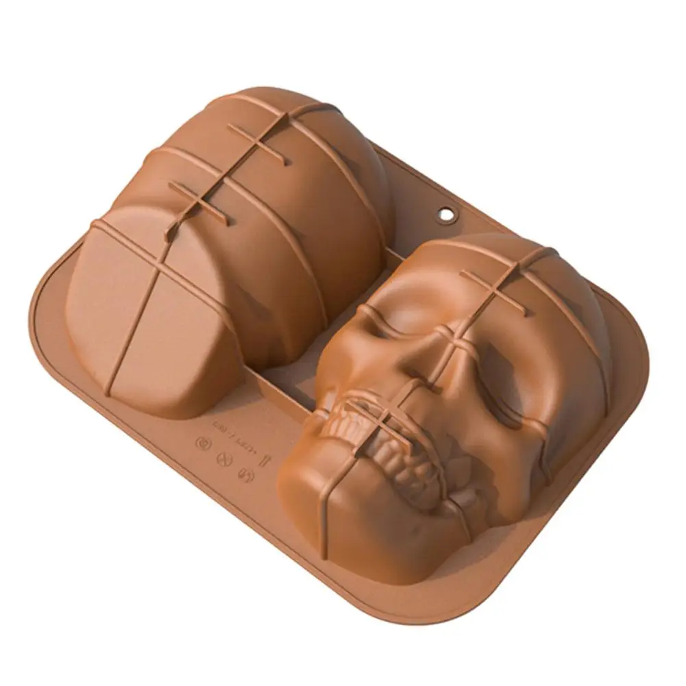 Big Sizes 3D Skeleton Head Molds Skull Silicone DIY Chocolate Candy ...