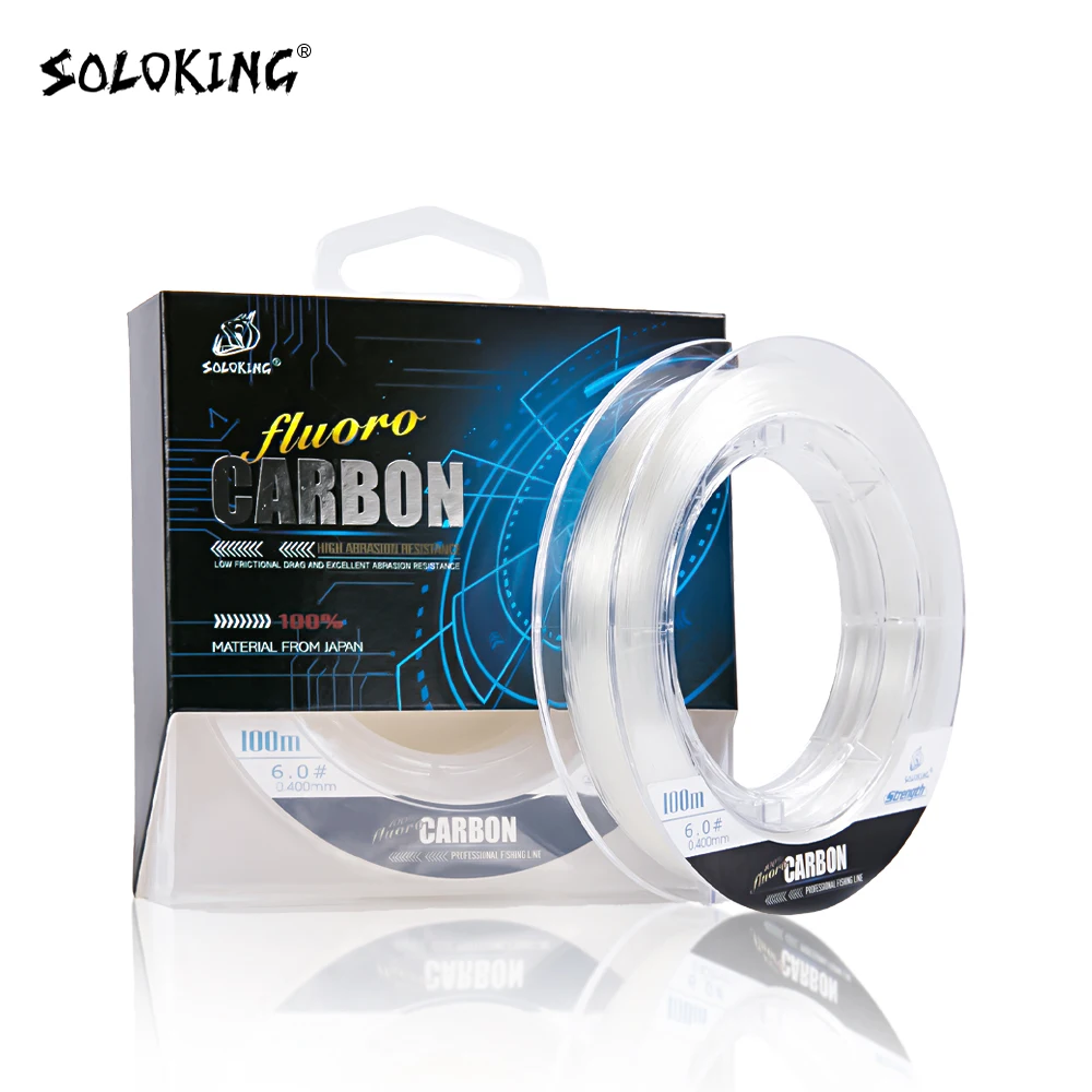 100% Fluorocarbon Fishing Line 50m 100m Fluoro Carbon Monofilament ...