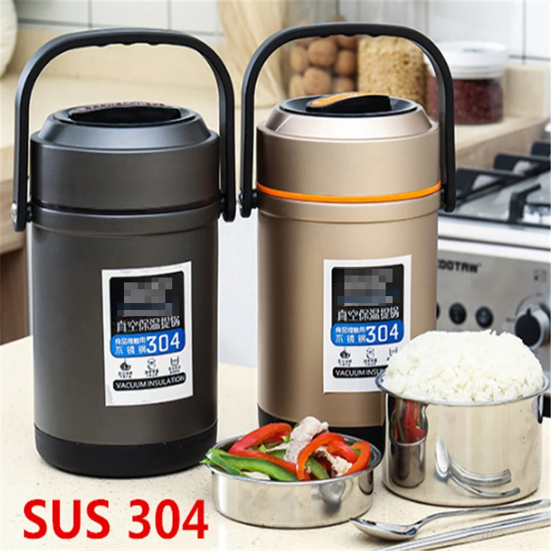 304 Thermal Insulation Thermos Food Container Lunch Box Stainless Steel ...