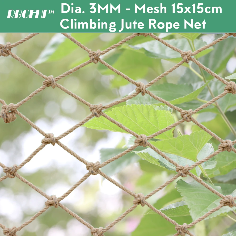 RBCFHI-Dia-3MM-Mesh-15x15CM-Garden-Jute-Rope-Climbing-Net-Trellis ...
