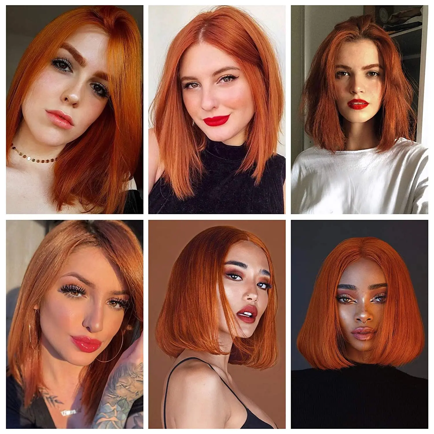 Short Bob Wigs Heat Resistant Synthetic Straight Bob Wigs Middle Part ...