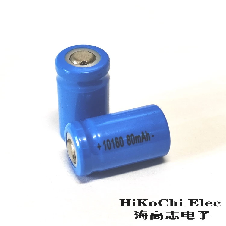 Hikochi充電式円筒リチウムイオンバッテリーLIR10180 80mah 3.7v 10180 10*18ミリメートル4.2v ...