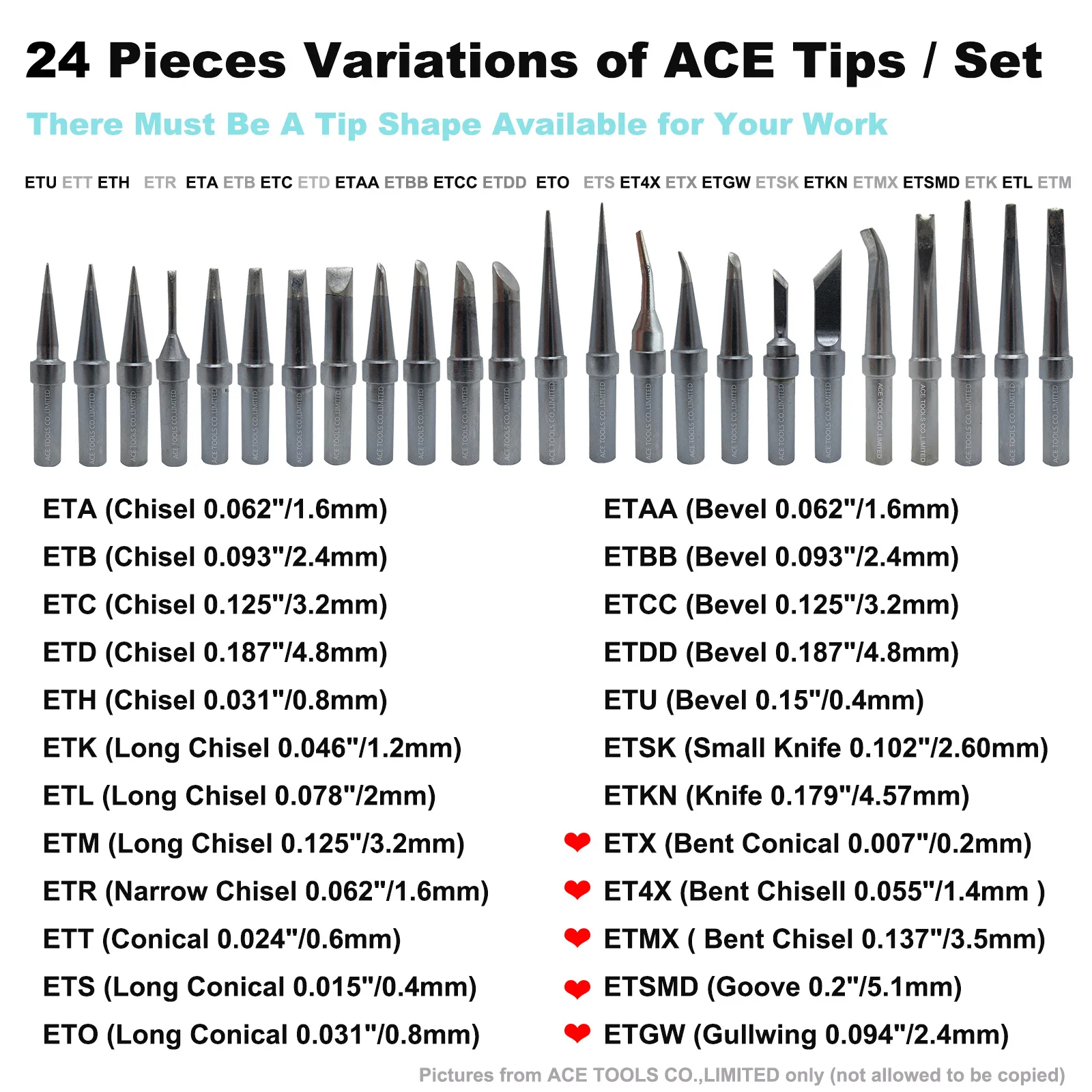 24 PCS ET Soldering Tip Replacement WELLER Fit WES51 WESD51, 43% OFF