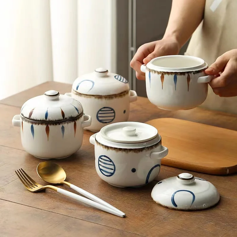 Household-Water-Stew-Pot-Ceramic-Binaural-Stew-Bowl-with-Double-Lid ...