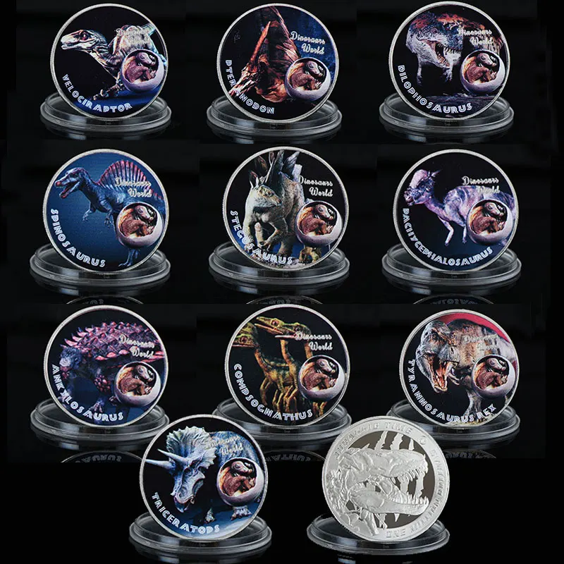10pcs Dinosaur World Silver Coin Set Collectible 999.9 Silver Plated ...
