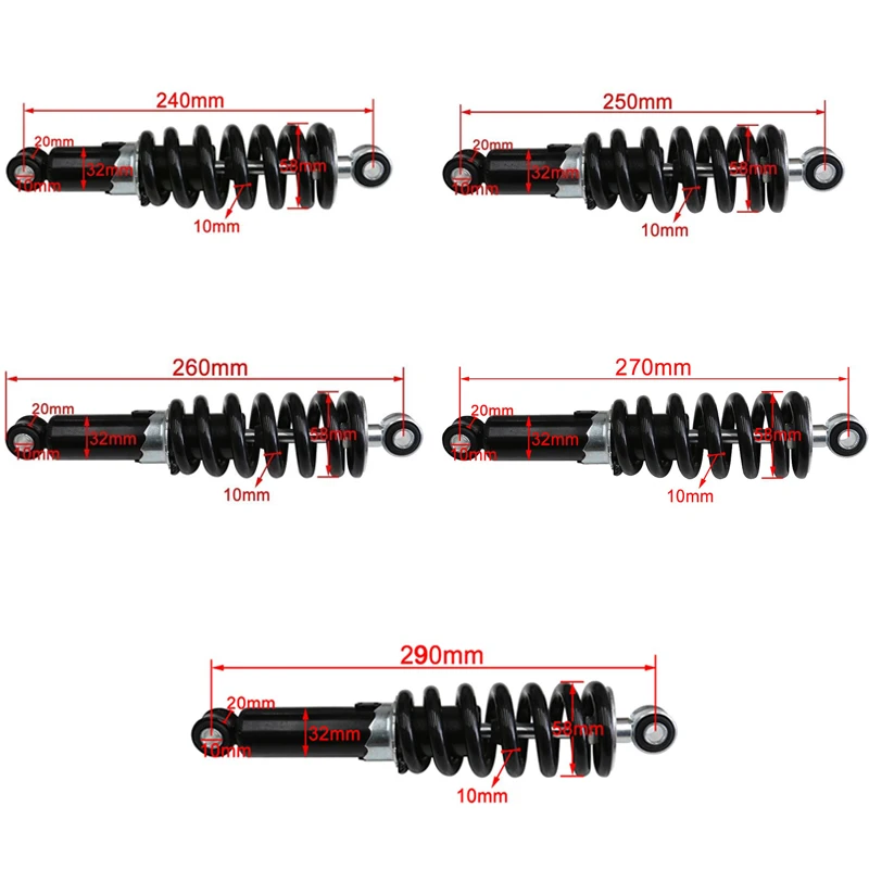 Universal Mecanic Spring Shock Absorber 800lbs 240mm 250mm 260mm 270mm ...