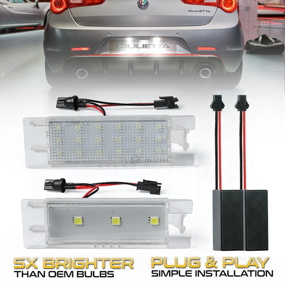 2Pcs-LED-License-Number-Plate-Lights-For-Alfa-Romeo-156-159-166-147 ...