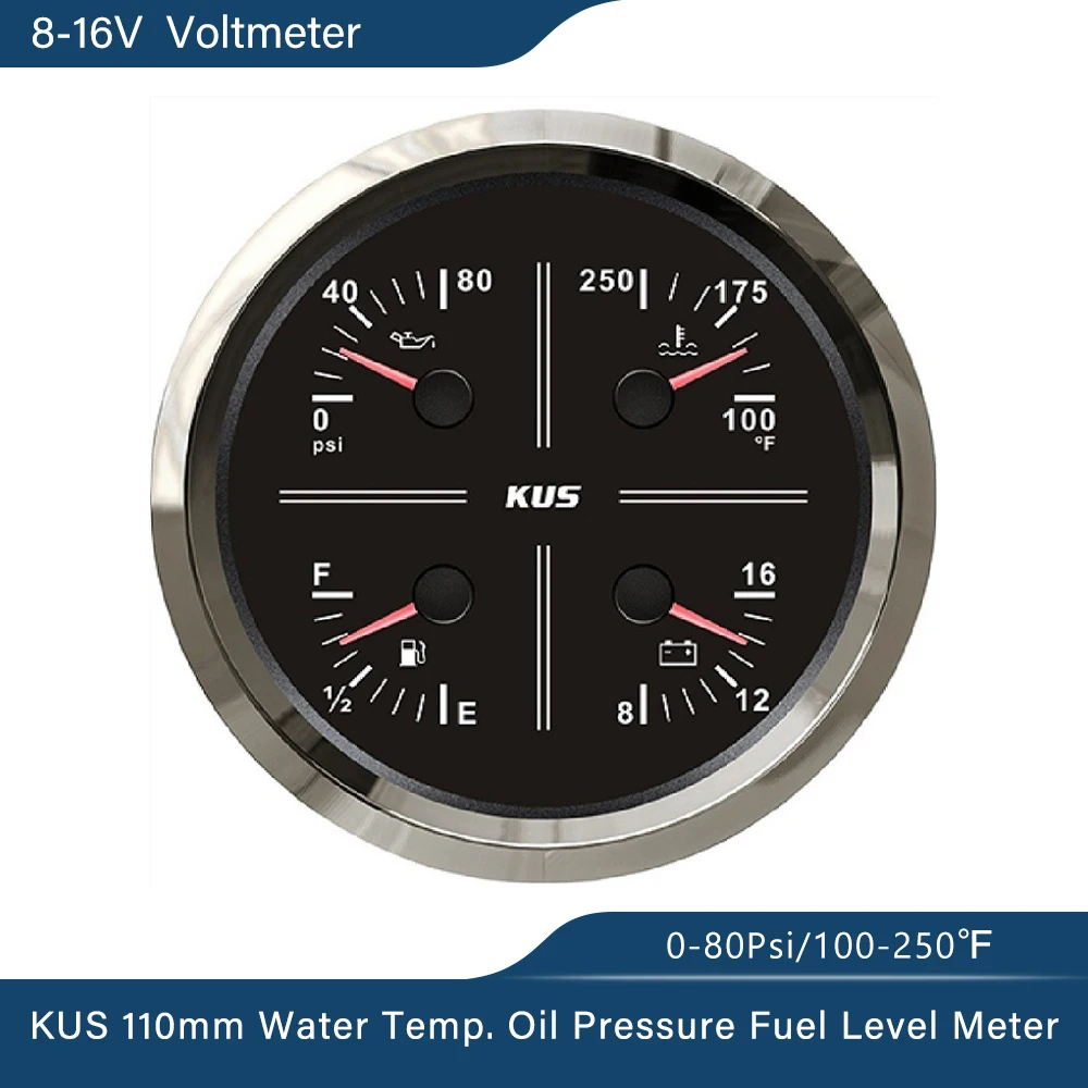 Kus Multifunction Gauge Oil Pressure Fuel Level Water Temp 12v ...