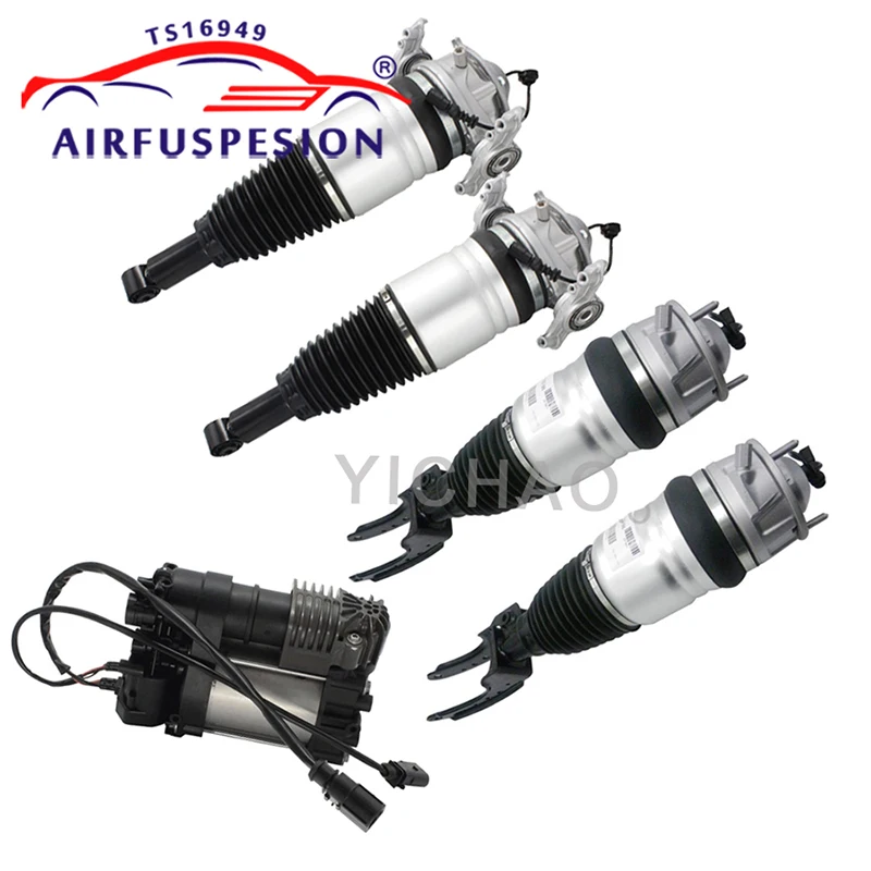 4pcs Air Suspension Shock + 1pc Compressor for VW Touareg Audi Q7 ...