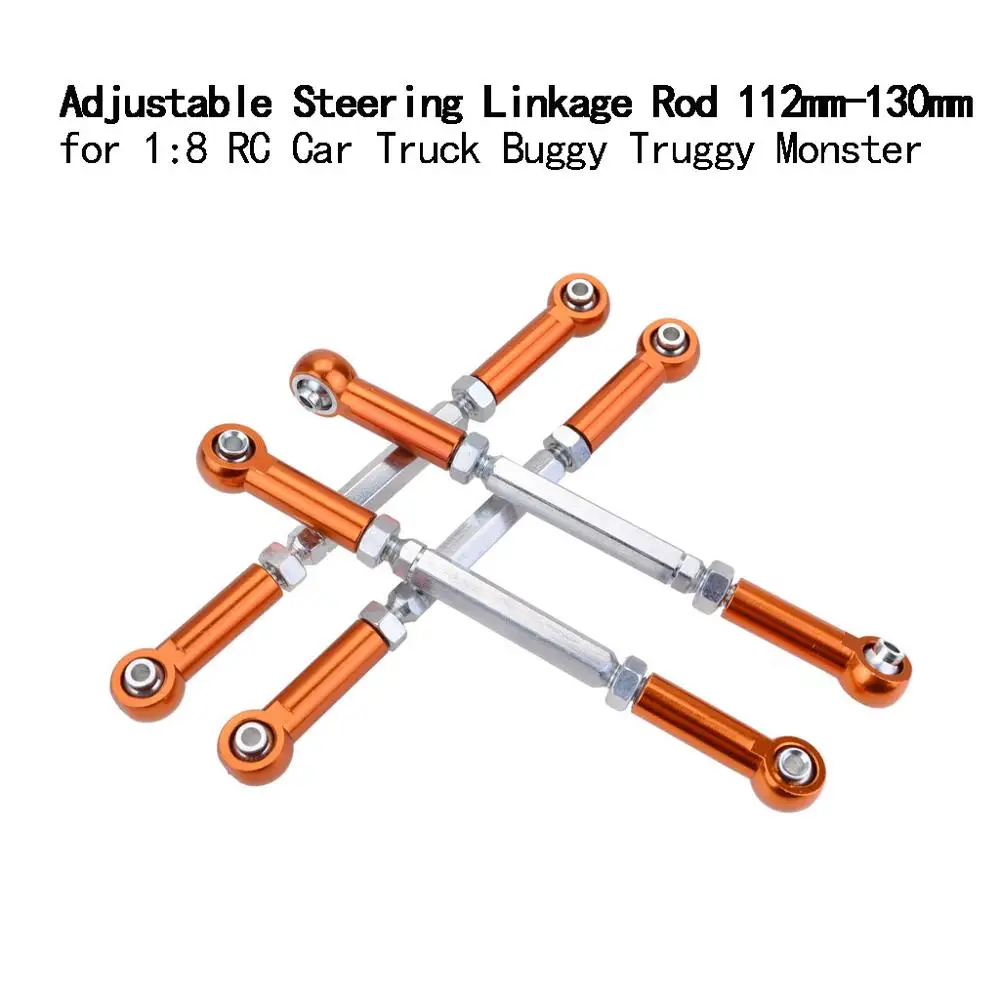 4pcs Aluminum Adjustable Steering Linkage Rod 112mm-130mm For 1:8 Hobao ...