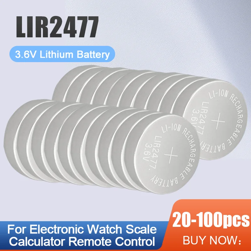 NEW LIR2477 LIR 2477 3.6V Lithium Rechargeable Battery For Watch ...