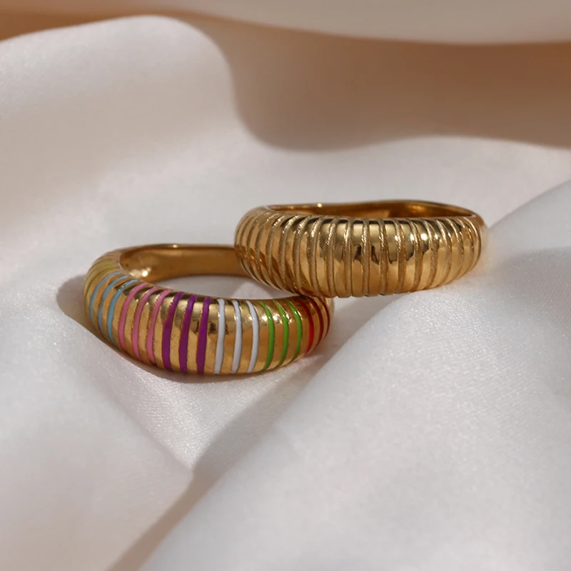 2021 Summer New Design Tarnish Free Enamel Colorful Texture Thread Gold ...