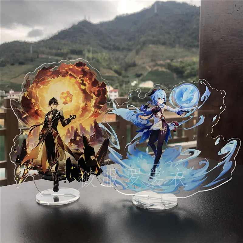 Anime Genshin Impact Paimon Klee Zhongli Cartoon Stand Figure Model ...