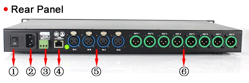 Digital audio processor 4 input 8 output loudspeaker management system AD48