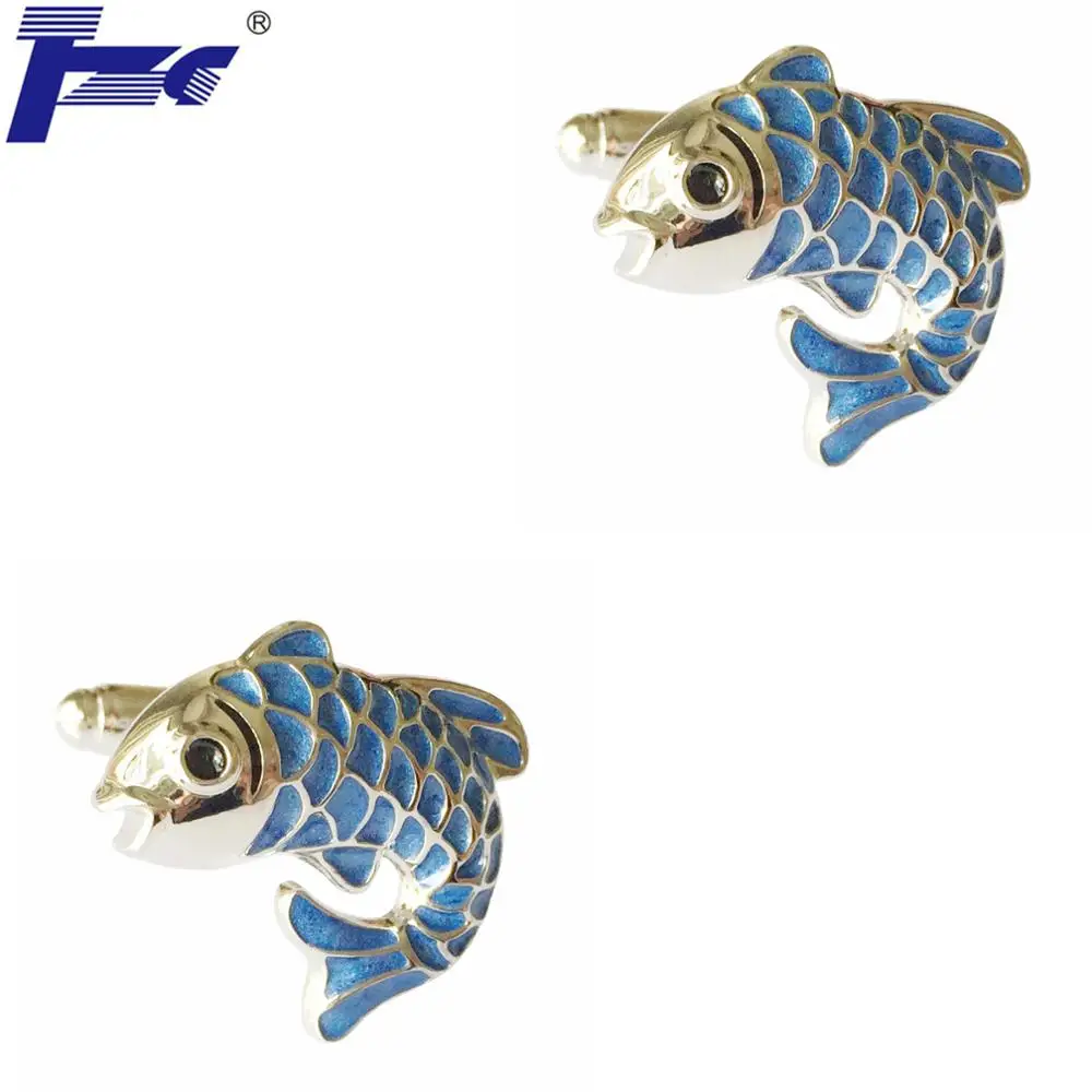 New-Arrival-Blue-Fish-Cufflink-Cuff-Link-2-Pairs-Free-Shipping ...