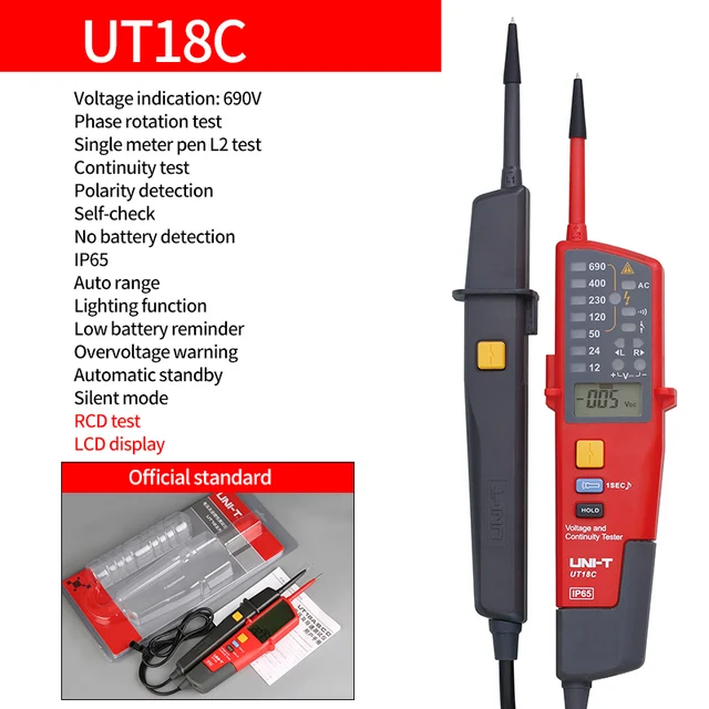 UNI-T Digital Voltmeter UT18B UT18D AC DC Voltage Continunity Tester ...