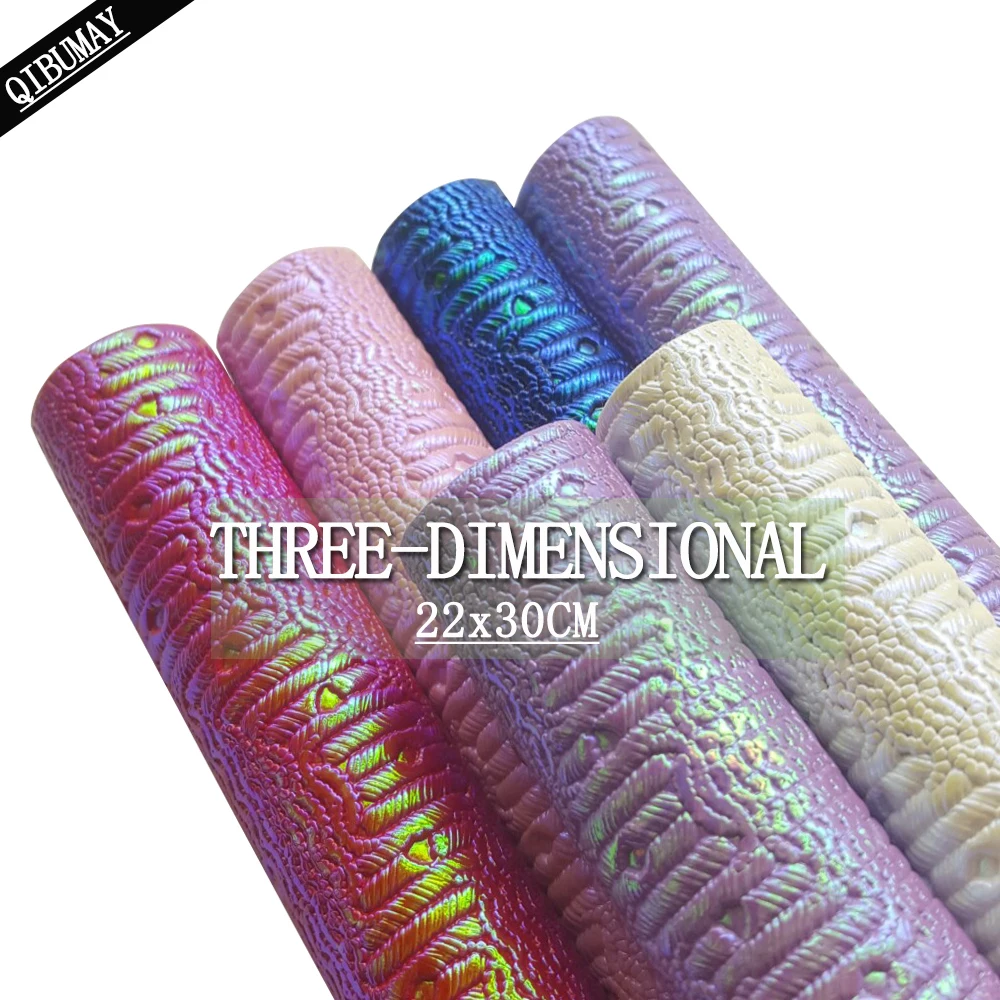 QIBU 22*30cm Three dimensional Synthetic Leather Wave Pattern Vinyl ...