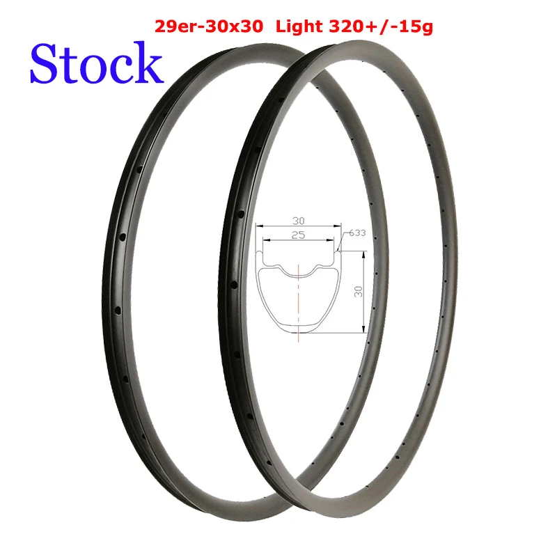 Stock Light 320g 29er MTB XC Carbon Rims 30mm height 30mm wide T800 UD ...