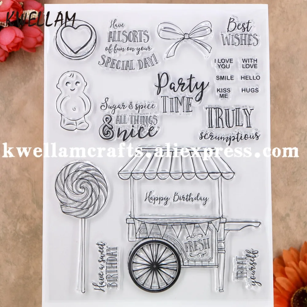 Party Time Birthday Wishes Clear Stamp Silicone Rubber Scrapbooking ...