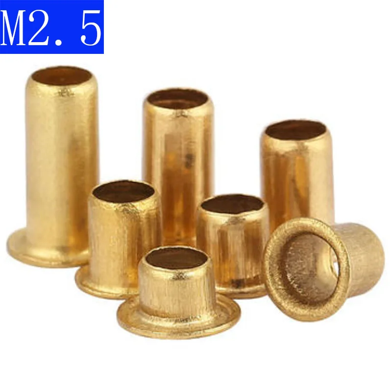M2.5 Copper Brass Vias Rivet Nuts Through Hole Rivets Hollow Grommets 2 ...