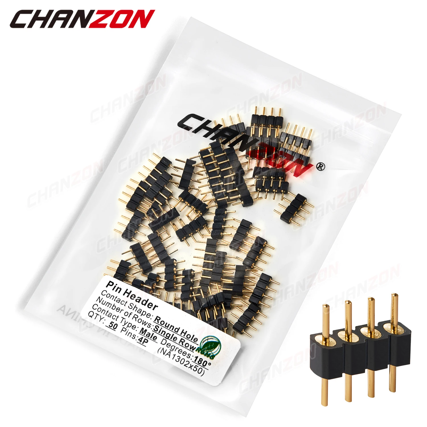 4 Pins Male Round Pin Header Single Row 2.54mm Gold Plated Rgb LED ...