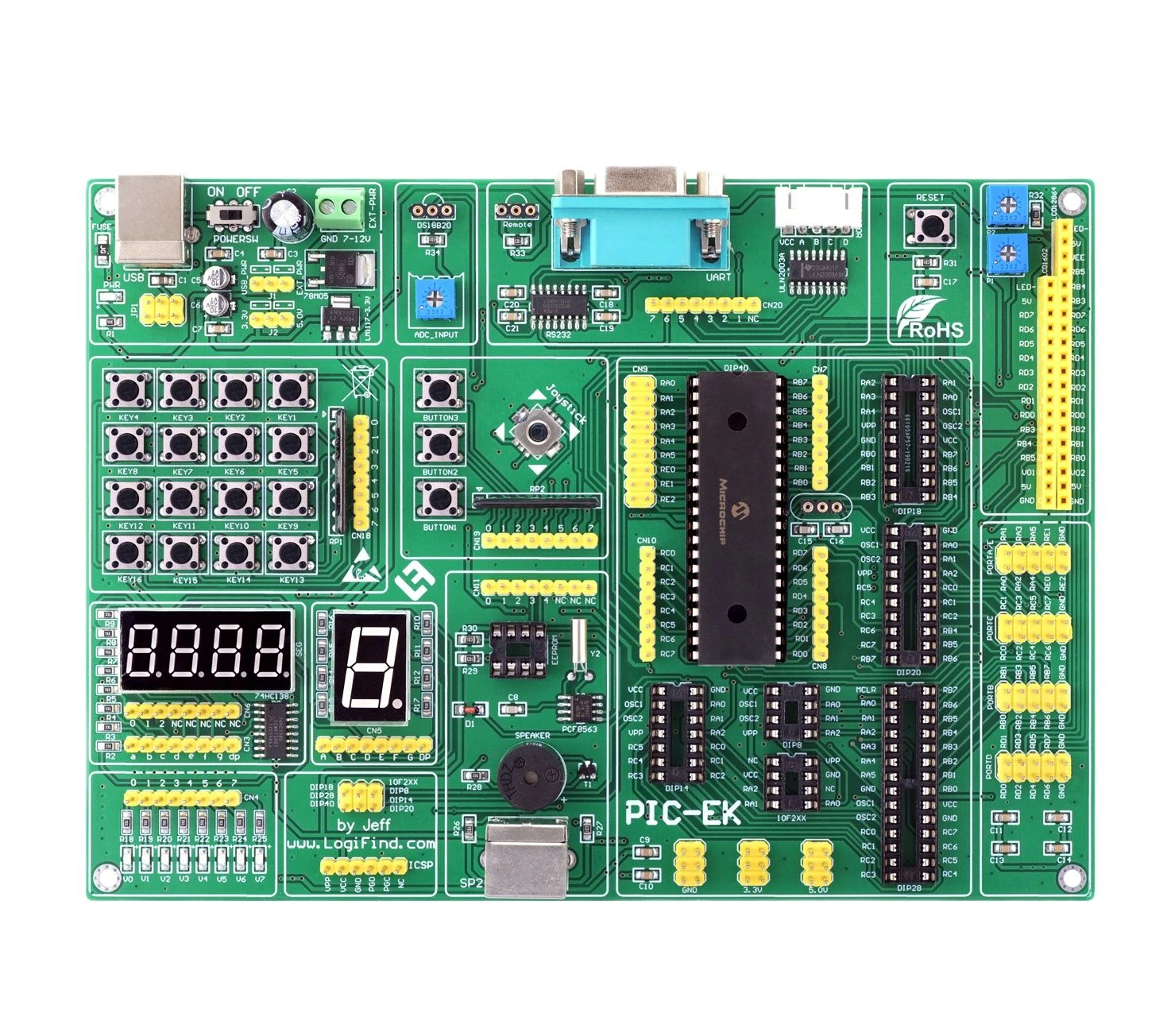 PIC16F877A 와 PIC MCU 학습 개발 보드 PIC EK|기구 부품 & 액세사리| - AliExpress