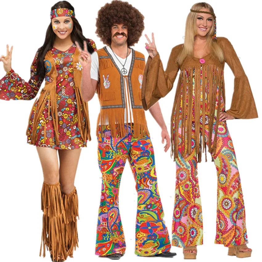 Retro Anni '60 Anni '70 Hippie Cosplay Carnevale Costume Di