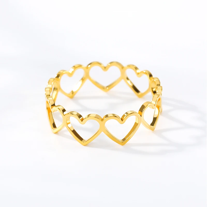 Adjustable Stainless Steel Heart Ring | Stainless Steel Ring Gold ...