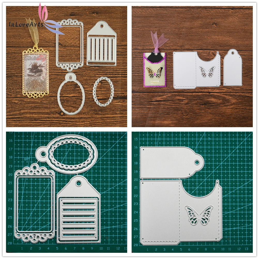Inlovearts Stitched Tag Metal Cutting Dies For Cards Scrapbook Craft ...
