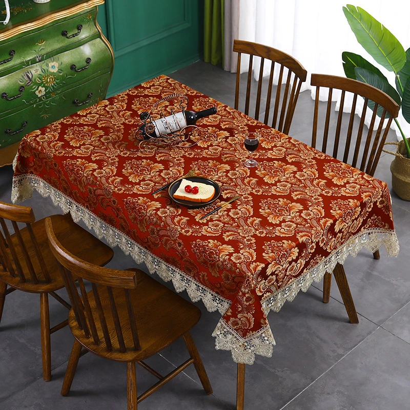Red Lace Tablecloth Thickened Heat Insulation Anti Scald Cloth Art ...