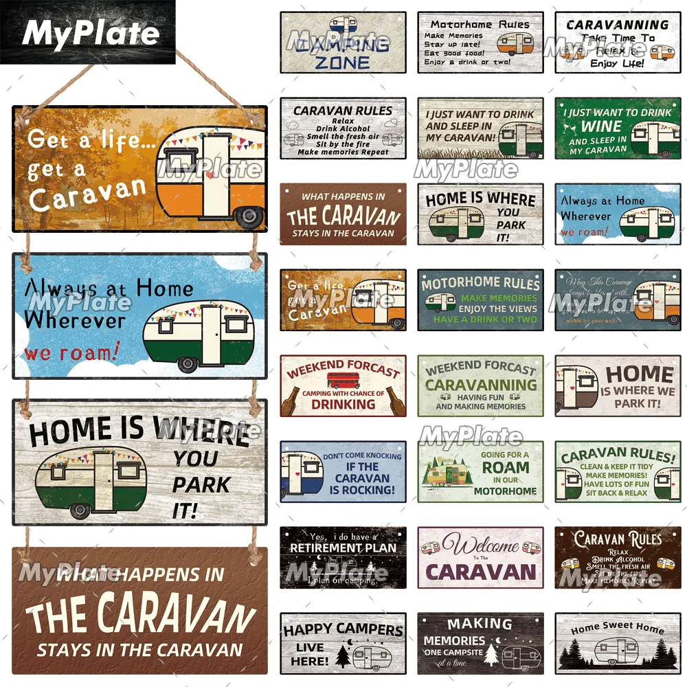 [MyPlate] 10x20cm Caravan Home Wood Sign Car Life Wooden Signs Plate ...