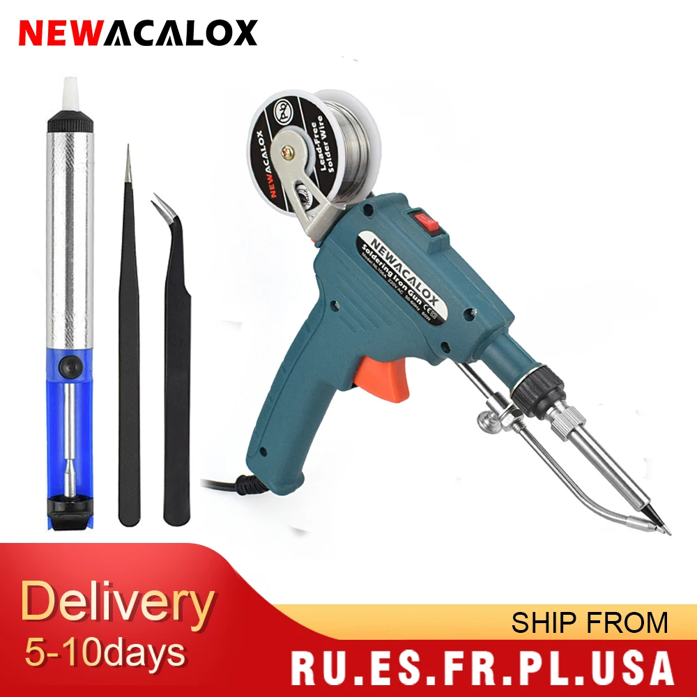 NEWACALOX 110V/220V 60W US/EU Hand held Internal Heating Soldering Iron ...