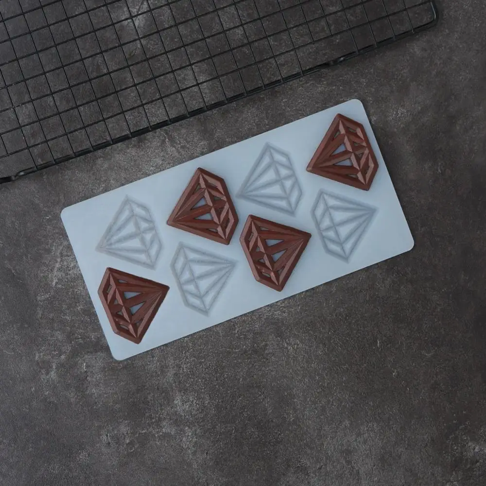 Hollow-Out-Diamond-Shape-Silicone-Chocolate-Mold-Cake-Decorating ...