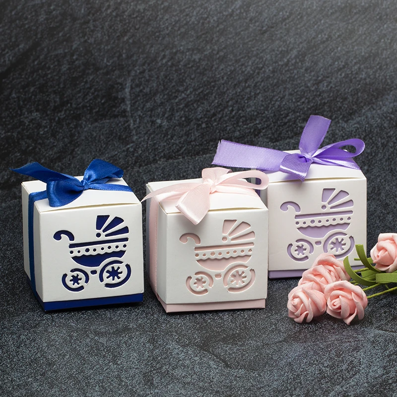 5pcs/Lot Baby Carriage Shape Box Gift Box Candy Cookies Bags 1st Kids ...