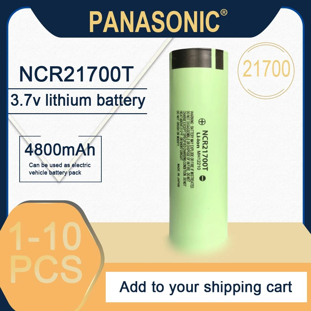 Panasonic 오리지널 21700 배터리 4800mAh NCR21700T 3.7v 리튬 충전식 대용량 손전등 장난감 HD 셀 ...