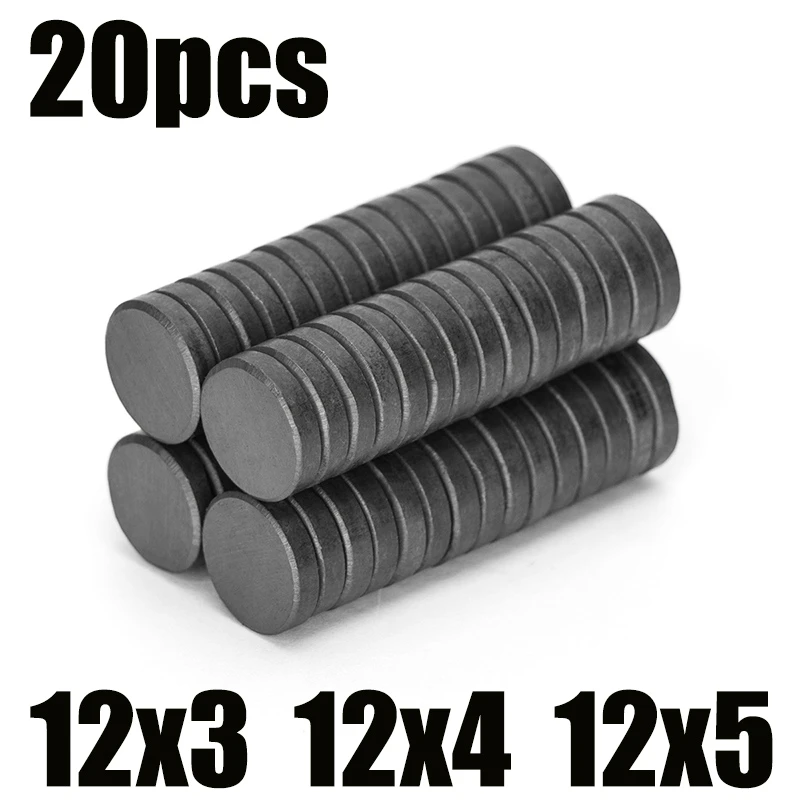 5 10 20pcs/lot 12x5mm 12x4mm 12x3mm Black Small Round Magnet Fridge ...