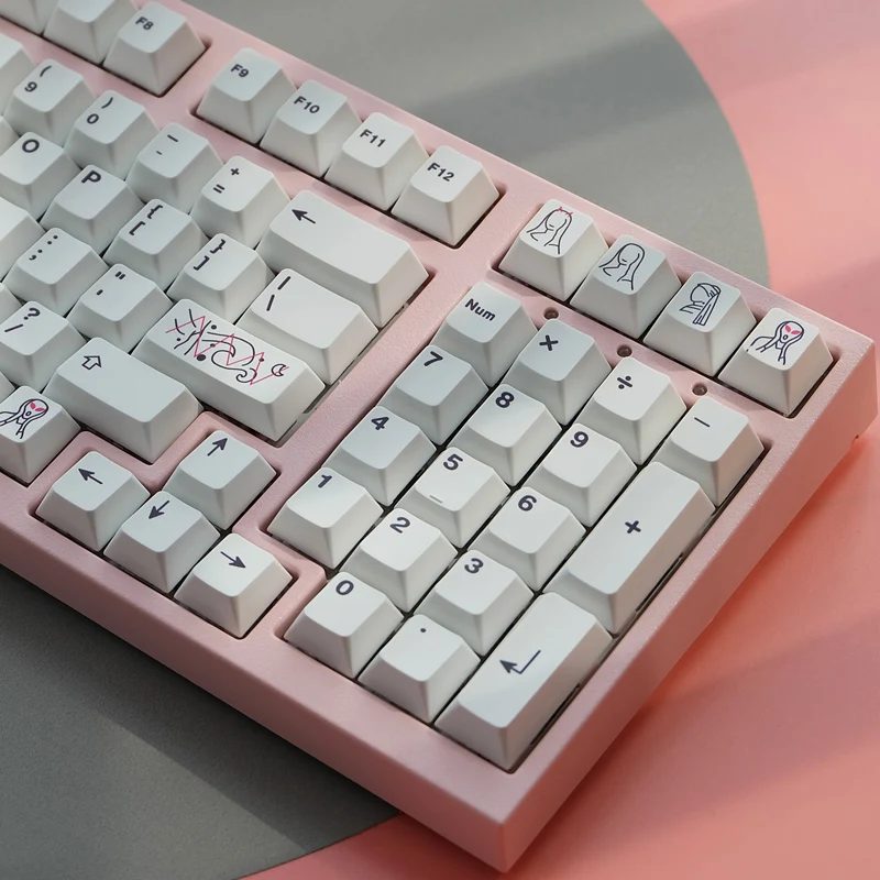 135pcs Abstract White Keycaps,Keycap Set,PBT Key Caps,Original Factory ...