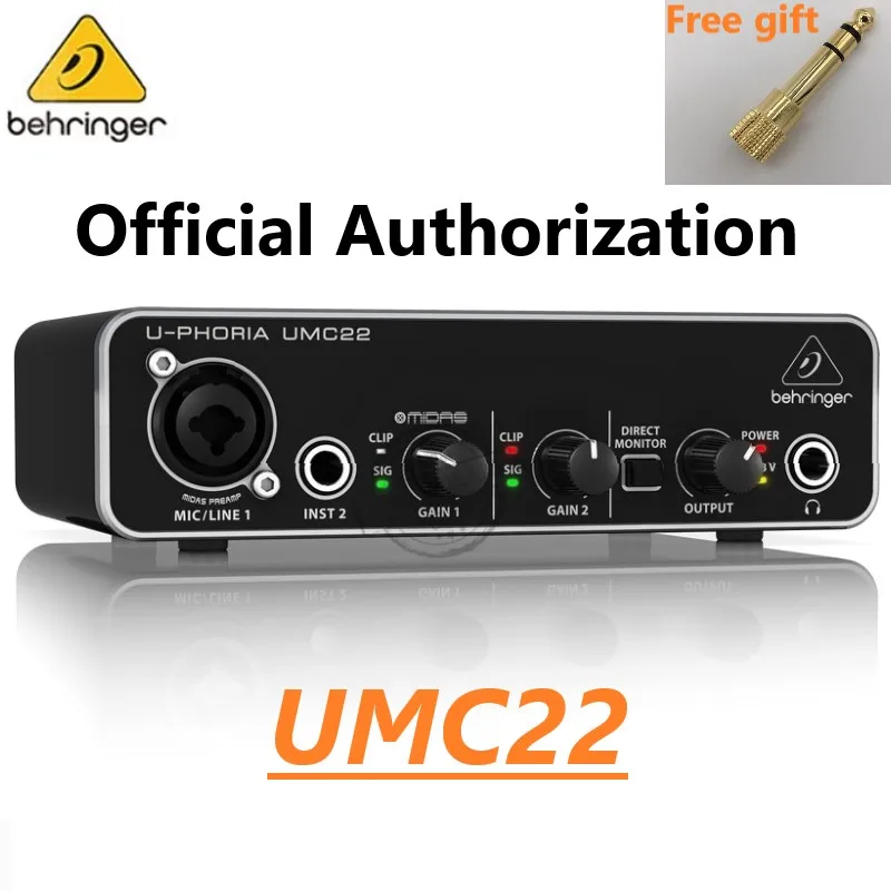 BEHRINGER UMC22 UM2 UMC202HD เครื่องขยายเสียงไมโครโฟนการบันทึกสดภายนอก ...