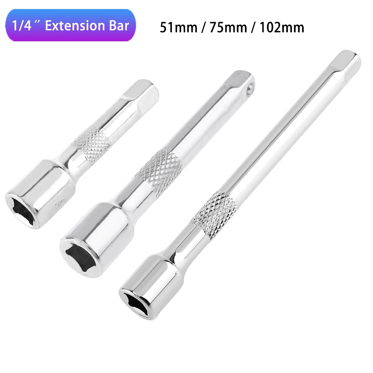 1pcs 1/4 Inch Extension Bar Socket Wrench Chromed Steel 51MM 75MM 102MM ...