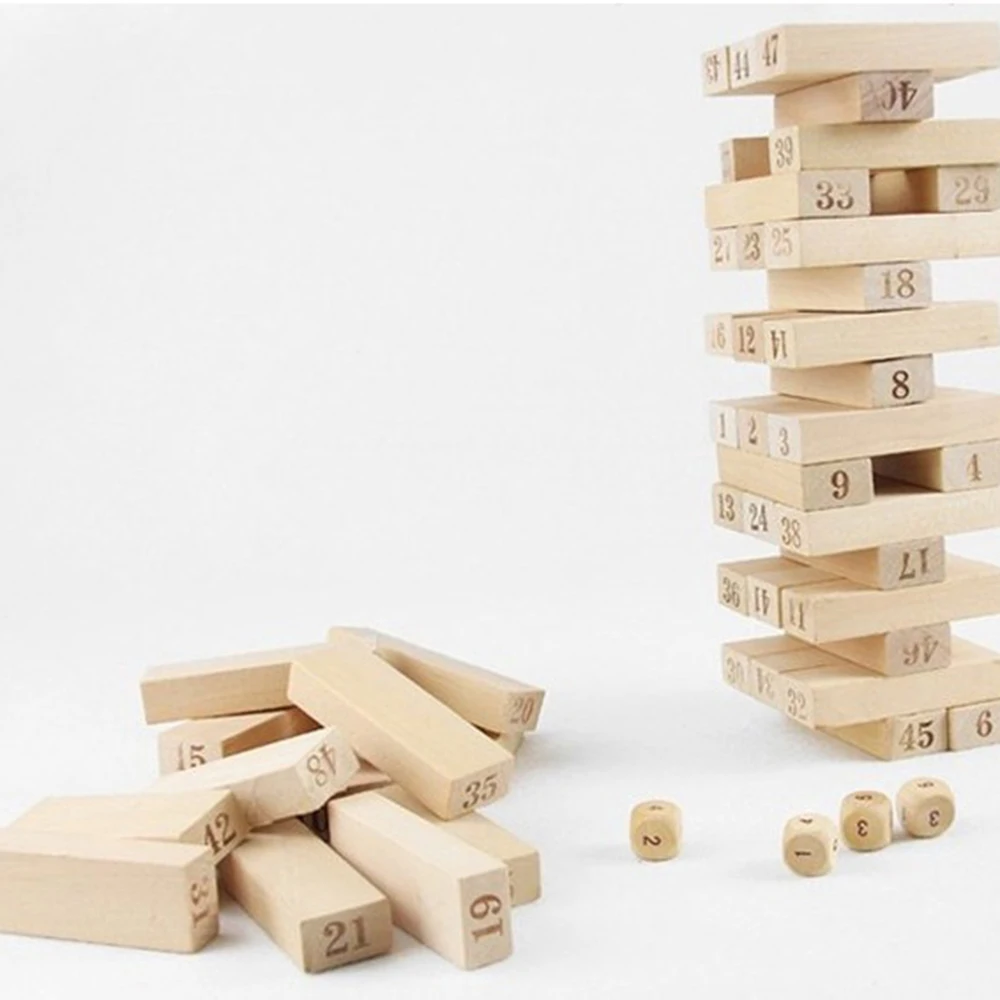 54pcs/Set Creative Kids Digital Layer Stacking Log Blocks Puzzle Toy ...