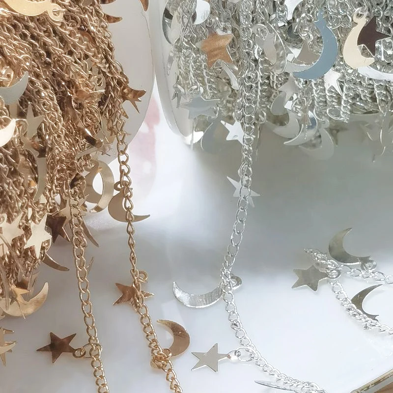1Meter-Star-Moon-Chains-Necklace-KC-Gold-Chain-Metal-Copper-Chains-for ...