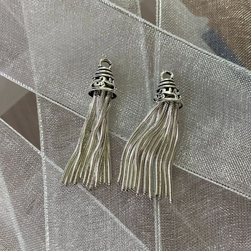 30MM-Vintage-Silver-Color-Tassels-Shape-925-Sterling-Silver-Charms ...