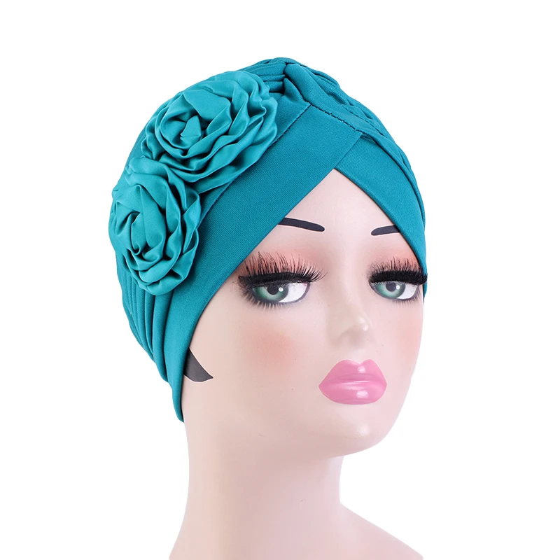 Women-Ruffle-Turban-Knotted-Style-Soild-Color-Elastic-Bandana-Headwrap ...