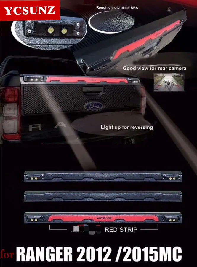 Tail Gate Truck Trim with led for Ford Ranger T6 T7 T8 2012 2013 2014 ...