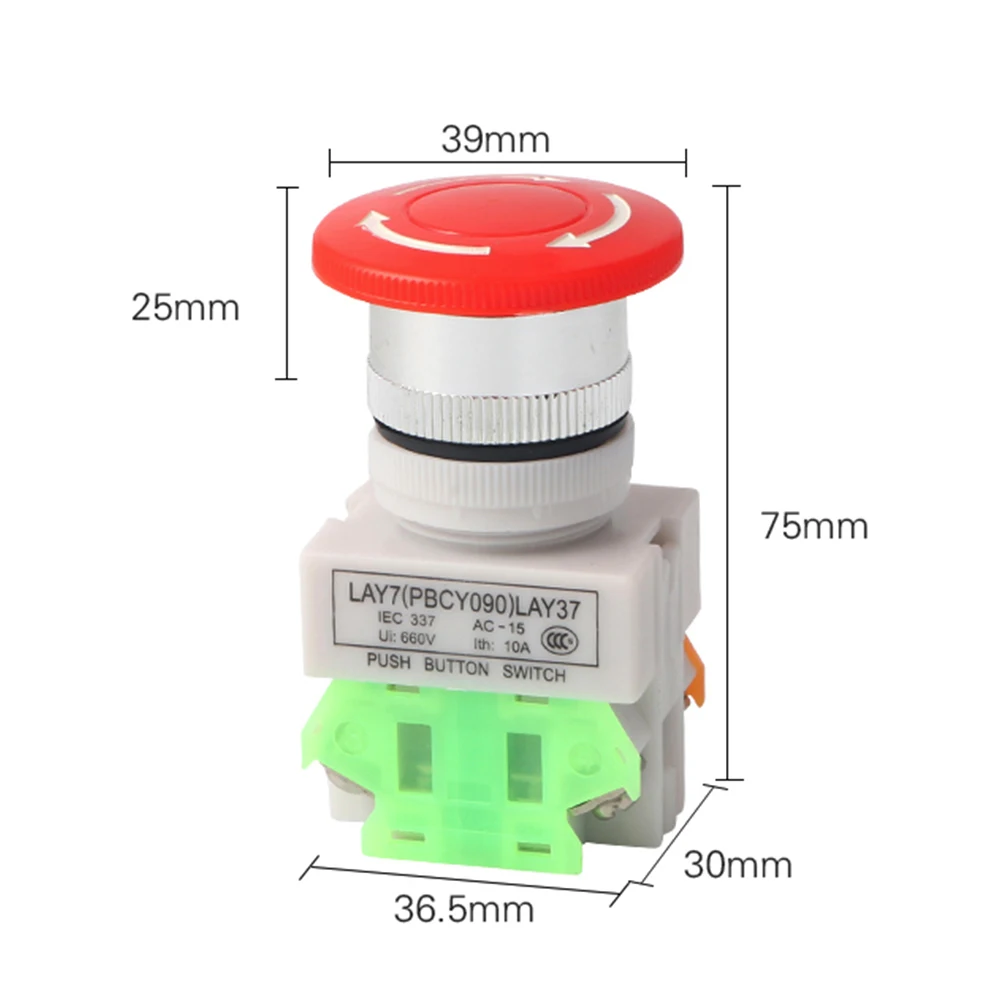 Грибная головка LAY37 аварийный стоп кнопочный переключатель ...